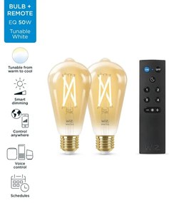 SADA 2xLED Stmívatelná žárovka ST64 E27/7W/230V 2000-5000K CRI 90 Wi-Fi + DO-WiZ