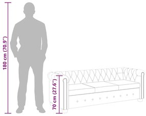 vidaXL Marketos Chesterfield 3místná sedačka umělá kůže černá