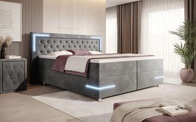 Boxspring postel CARLOTTA bez úložného prostoru s LED, samet Velikost postele: 120 × 200 cm, Barvy sametu: Šedý samet, Výběr matrace: Oboustranná…
