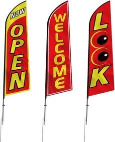 Open Flags Pro Business Advertising Sada vlajek s vlajkami Otevřený vzhled Vítejte