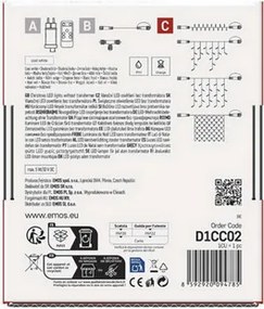 Propojovací vánoční řetěz bez zdroje EMOS Connecting D1CC02 ZY2001 100LED krápníky 2,5x0,9m studená bílá blikající