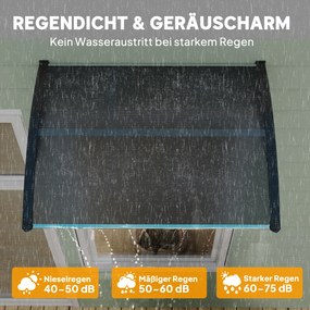 Outsunny stříška na vchodové dveře 100 x 75 cm stříška z hliníku a polykarbonátu s UV ochranou stříška na vchodové dveře na balkon, ochrana proti slu…