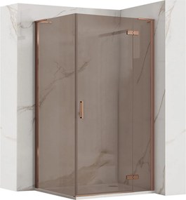 Rea Hugo, 1-křídlový sprchový kout 80 (dveře) x 80 (stěna) x 200 cm, 6mm šedé sklo, měděný profil, KPL-K6964