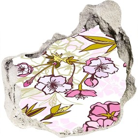 Wallmuralia Nálepka 3D díra na zeď Květy višně 75x75 cm