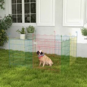 PawHut Oplocený výběh, kotec pro štěňata, modulární design, uzamykatelný, ocel, Ø156x60H cm, barevný