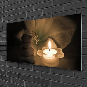 Obraz na skle Svíčka Kameny Umění 120x60 cm
