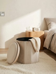 Sinsay - Sametový puf-stolek s úložným prostorem - krémová