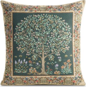 GOBELÍNOVÁ DEKORAČNÍ POVLAK NA POLŠTÁŘ FESTIVE VERDE 45X45 CM VZOROVANÁ