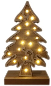 LED dekorační ozdoba, dřevěný, vánoční stromeček