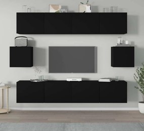 vidaXL 6dílný set TV skříněk kompozitní dřevo [3114361] Barva: Černá