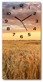 Wallmuralia Nástěnné skleněné hodiny Pole pšenice 30x60 cm