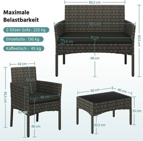 Sada 4 ks – Konferenční stolek Yaheetech – šedá (257353475063)