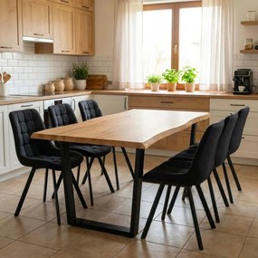 Vikio Jídelní set pro 6 osob 180x90 cm dub noha U černá židle VJS158-6C