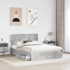 Postel s úložným prostorem s čelo Betonově šedá 150 x 200 cm 3412265