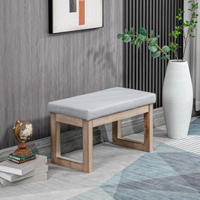 HOMCOM Taburet na nohy Čalouněný taburet s dřevěnými nohami 68x38x42 cm šedý Taburet do obývacího pokoje Ložnice Předsíňová lavice | Aosom.de