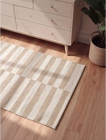 Bílý/světle hnědý oboustranný/ručně tkaný vlněný koberec 80x150 cm Vika – Hanse Home