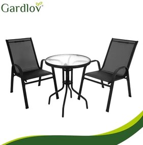 Balkonový set stůl + 2 židle černý Gardlov 27568