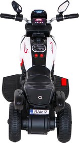 Ramiz Motorka Fast Tourist na baterie pro děti bílá + audio + světla + ekokůže