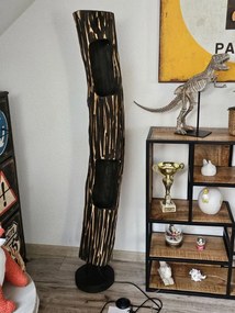 Stojací dřevěná lampa Paulownia Black 2 - Ø 21*133 cm
