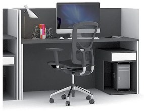 Sestava kancelářského stolu FUTURE s paravany, bílá/grafitová