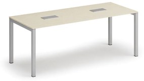 Stůl SQUARE 2000 x 800 x 750, dub přírodní + 2x stolní zásuvka TYP IV, stříbrná