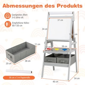 Costway Dětská tabule 3 v 1 s papírovou rolí a amp; magnetická tabule a amp