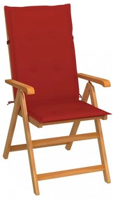 Skládací zahradní židle s poduškami teak / látka Dekorhome Červená