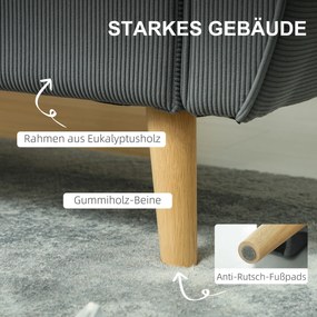 HOMCOM dvoumístná pohovka se 2 polštáři, čalouněná pohovka s extra hlubokými sedáky 54 cm, dvoumístná pohovka z manšestru, malá pohovka s dřevěným rá…