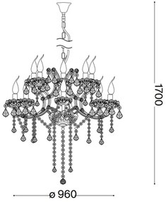 Ideal Lux - Křišťálový lustr na řetězu NAPOLEON 18xE14/40W/230V pr. 96 cm chrom