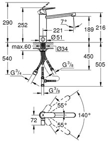 Grohe Eurosmart Cosmopolitan Dřezová baterie s uzavíracím ventilem 30195000