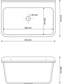 Sink Quality Universe, univerzální plastová výlevka 61x41x30 cm + sifon, 1-komorová, černá, SKQ-KGLK60-BK
