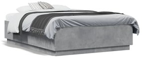 Rám postele s LED osvětlením betonově šedý 140x190 cm kompozit