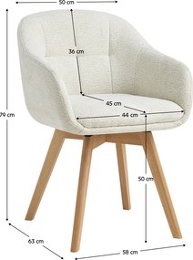 Otočné jídelní křeslo, krémová/buk, DIMER