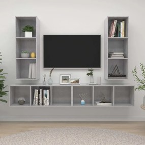 Nástěnné TV skříňky 4 ks betonově šedé dřevotříska 3079884