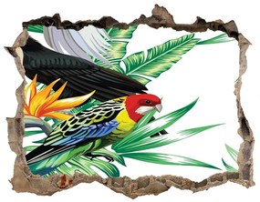 Wallmuralia Díra 3D fototapeta nástěnná Tropy ptáci 95x64 cm