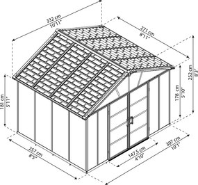 Palram Yukon 11 x 9 antracit heavy duty prostorný domek s možností dalšího rozšíření (základní modul)