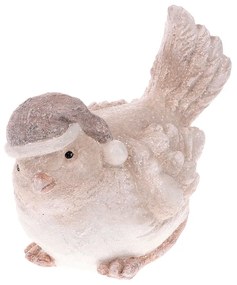 Ptáček s čepicí, zimní dekorace z polyresinu - AV4704