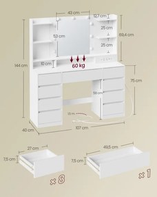 Toaletní stolek s LED zrcadlem RDT141WB02