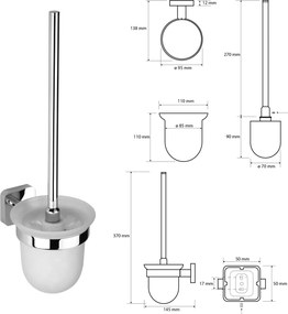 Sapho Sapho, INSIA WC štětka nástěnná, miska mléčné sklo, chrom, IS008
