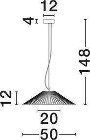Matně černé kovové LED závěsné svítidlo se skleněným stínidlem ø 50 cm Brume – Nova Luce