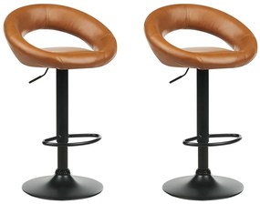 Sada 2 barových stoliček z umělé kůže hnědé PEORIA II Beliani