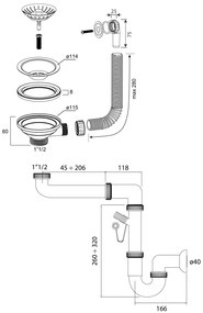 Sink Quality Sink55, kuchyňský granitový dřez 780x460x215 mm + zlatý sifon, šedá, SKQ-SINK.D.1KDOL.XG