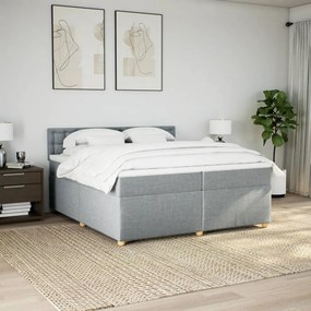 Box spring postel s matrací světle šedá 200 x 200 cm textil 3289101