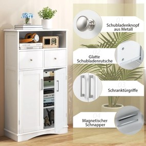 Costway Volně stojící koupelnová skříňka s 2 dvířky – 60 × 30 × 108 cm