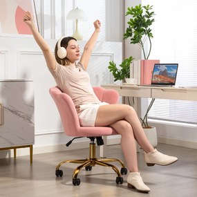 HOMCOM Velké Kancelářské Křeslo, Make-up Křeslo s Hřibovým Opěradlem, Nastavitelná Výška, Houpací Funkce, Polstrované a Otočné Sedadlo, Shell Křeslo p