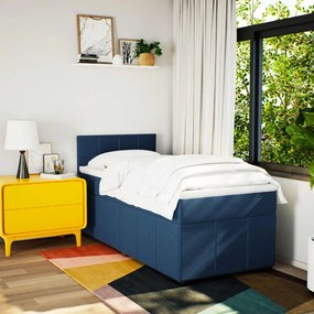 Box spring postel s matrací modrá 90x200 cm textil 3286957
