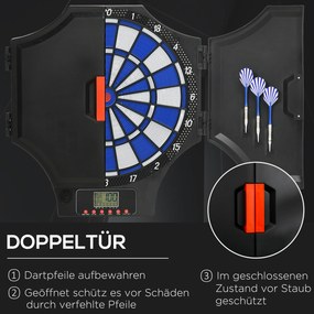 SPORTNOW Elektronický šipkový terč s 12 šipkami a náhradními hroty, šipkový automat s LCD displejem pro 8 hráčů