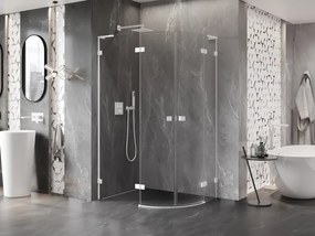 Mexen Lunar, L půlkruhový sprchový kout naklápěcí doleva 100 x 70 cm, 8mm čiré sklo, bílý profil, 833L-100L-070P-20-00
