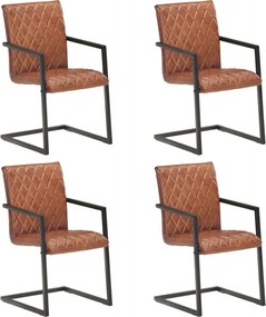 vidaXL Konzolové jídelní židle 4 ks pravá kůže [3060205] Barva: tmavě hnědá