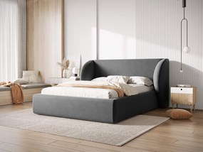Čalouněná postel milany s úložným prostorem 160 x 200 cm šedá MUZZA